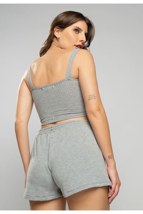 Cropped Salvatore Top Faixa Comfy Malha Canelada Mescla - salvatore